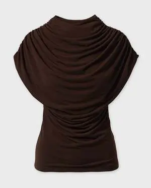 VIVEH Cap-sleeve Top - Brown