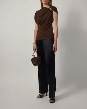 VIVEH Cap-sleeve Top - Brown