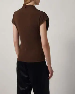 VIVEH Cap-sleeve Top - Brown