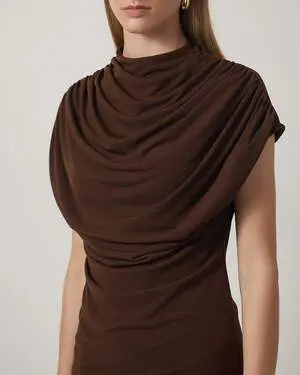 VIVEH Cap-sleeve Top - Brown