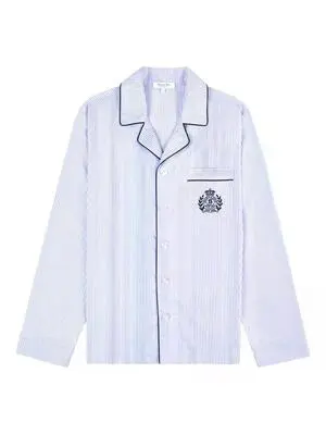 SPORTY & RICH Striped Embroidered Shirt - Blue