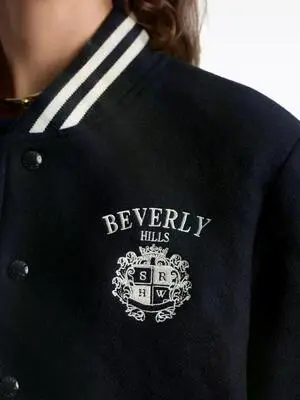 SPORTY & RICH Striped Trim Embroidered Jacket