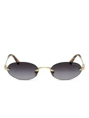 Miu Miu Oval Frame Sunglasses - Gold