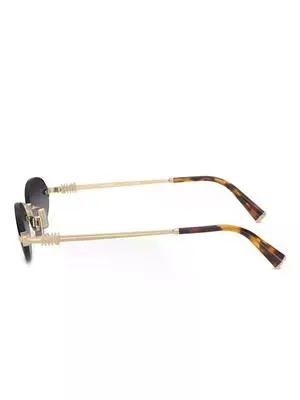 Miu Miu Oval Frame Sunglasses - Gold