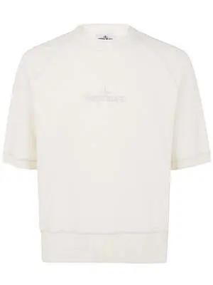 Stone Island 3/4 Sleeve Round Neck Sweater - White