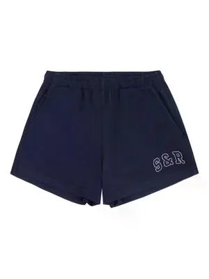 SPORTY & RICH Embroidered Elasticated Shorts - Blue