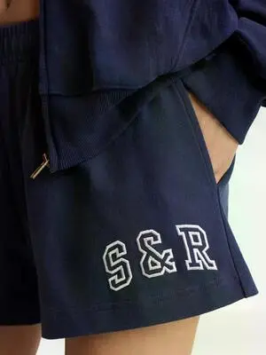 SPORTY & RICH Embroidered Elasticated Shorts - Blue
