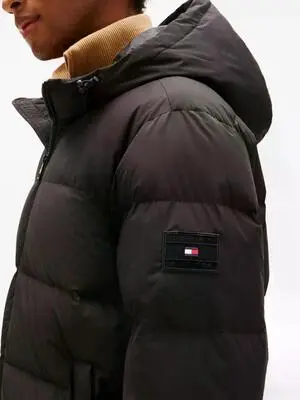 Tommy Hilfiger Hooded Logo-patch Padded Jacket - Black