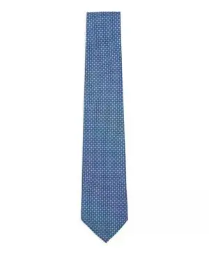 FERRAGAMO Gancini Pattern Tie - Brown