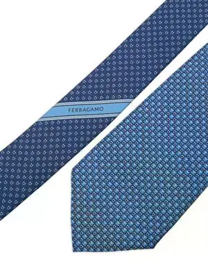 FERRAGAMO Gancini Pattern Tie - Brown