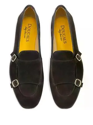 DOUCAL'S Suede Double-buckle Loafers - Brown