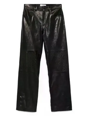MARINE SERRE Moonogram Embossed Leather Trousers
