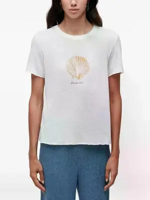 OSKLEN Shell-print Raw-edge T-shirt