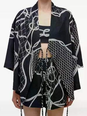 OSKLEN Rope-print Kimono With Knot Detail