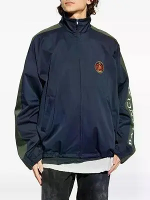 Balenciaga Logo Patch Bomber Jacket - Blue