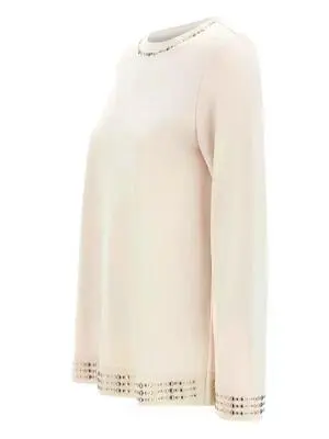 ELENA MIRO` Stud Long-sleeve Top