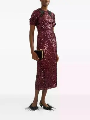 Erdem Sequin-embellished Midi Dress - Red