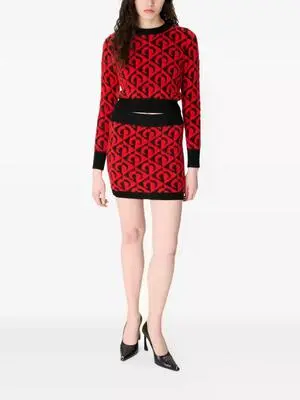 MARINE SERRE Moon Lozenge-knit Mini Skirt