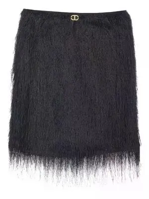TWINSET Mini Skirt With Fringe - Black
