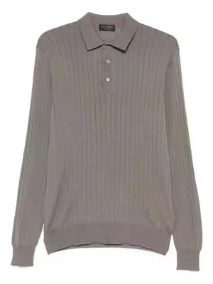 DELL'OGLIO Ribbed Polo Shirt - Grey