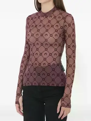 MARINE SERRE Moon-print High-neck T-shirt - Red