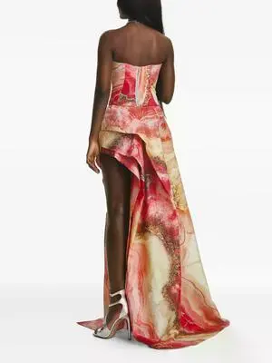 IRINA VOINEA Printed Asymmetrical Maxi Skirt