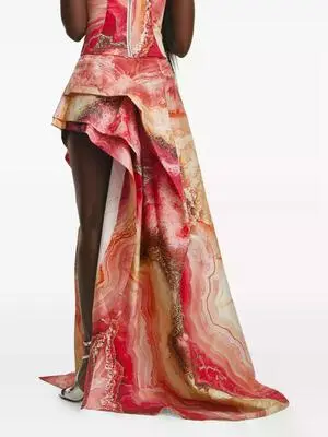 IRINA VOINEA Printed Asymmetrical Maxi Skirt