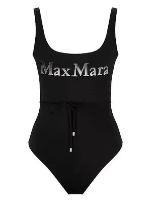 Max Mara Carisma Logo-print Swimsuit - Black