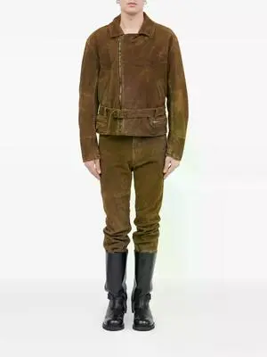 MAISON MARGIELA Belted Asymmetrical-zip Leather Jacket