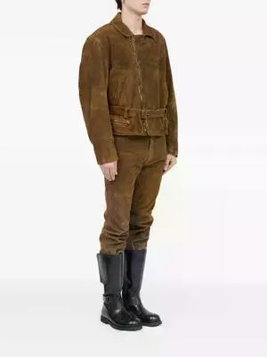 MAISON MARGIELA Belted Asymmetrical-zip Leather Jacket