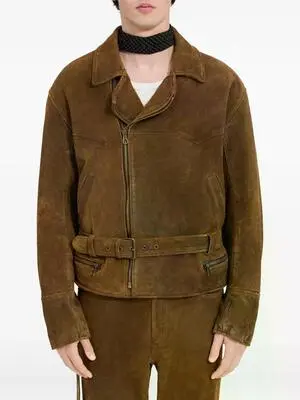MAISON MARGIELA Belted Asymmetrical-zip Leather Jacket