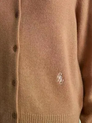 SPORTY & RICH Button Cardigan With Embroidery - Brown