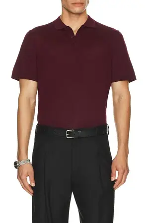 Onia Extra Fine Merino Wool Polo In Wine - Port Wine