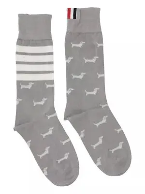 Thom Browne Dog-motif Mid-calf Socks - Grey