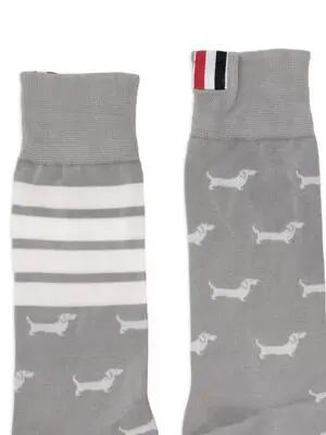 Thom Browne Dog-motif Mid-calf Socks