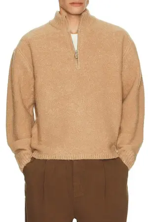 LE17SEPTEMBRE Boucle Half Zip Pullover - Camel