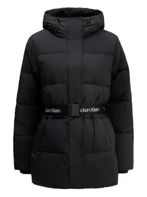 Calvin Klein Hooded Belted Coat