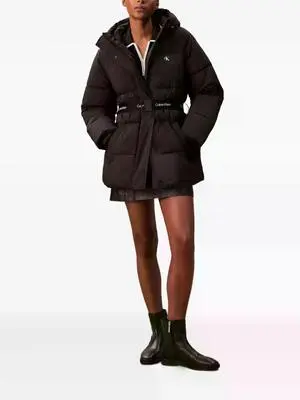 Calvin Klein Hooded Belted Coat