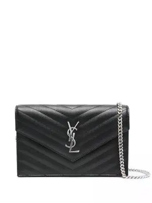 Saint Laurent Chevron Chain Clutch Bag - Black