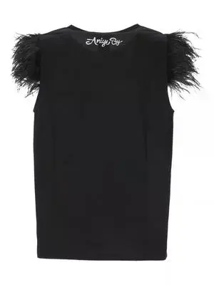 ANIYE BY Printed T-shirt With Feather Trim