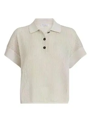 Brunello Cucinelli Ribbed Polo Top