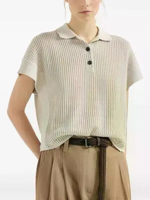 Brunello Cucinelli Ribbed Polo Top