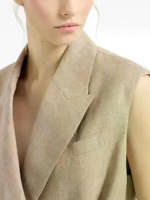 Brunello Cucinelli Linen Belted Vest - Neutrals