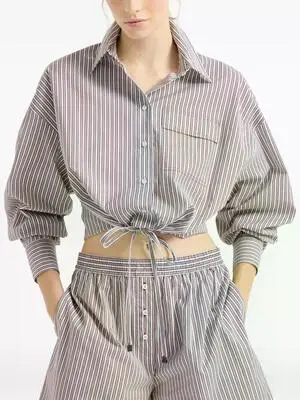Brunello Cucinelli Striped Poplin Shirt - White