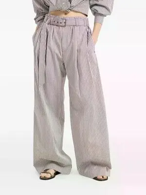 Brunello Cucinelli Striped Belted Trousers - White