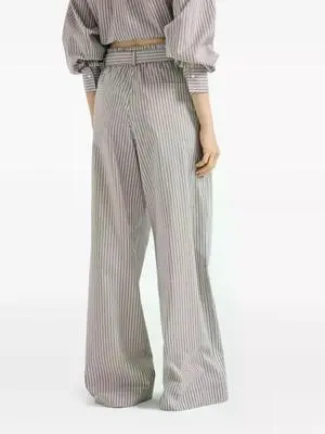 Brunello Cucinelli Striped Belted Trousers - White