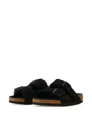 BIRKENSTOCK Arizona Shearling Buckled Sandals - Black