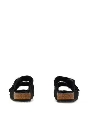 BIRKENSTOCK Arizona Shearling Buckled Sandals - Black