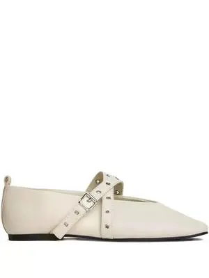 Tommy Hilfiger Studded Buckle-strap Ballet Flats - Neutrals