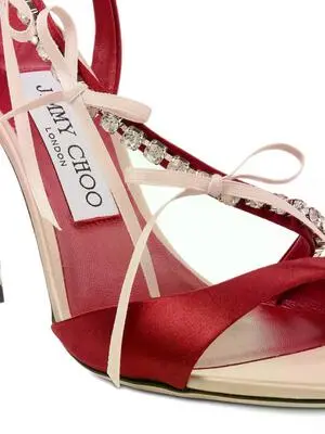 JIMMY CHOO Lula 100 Crystal Embellished Bow Sandals - Red